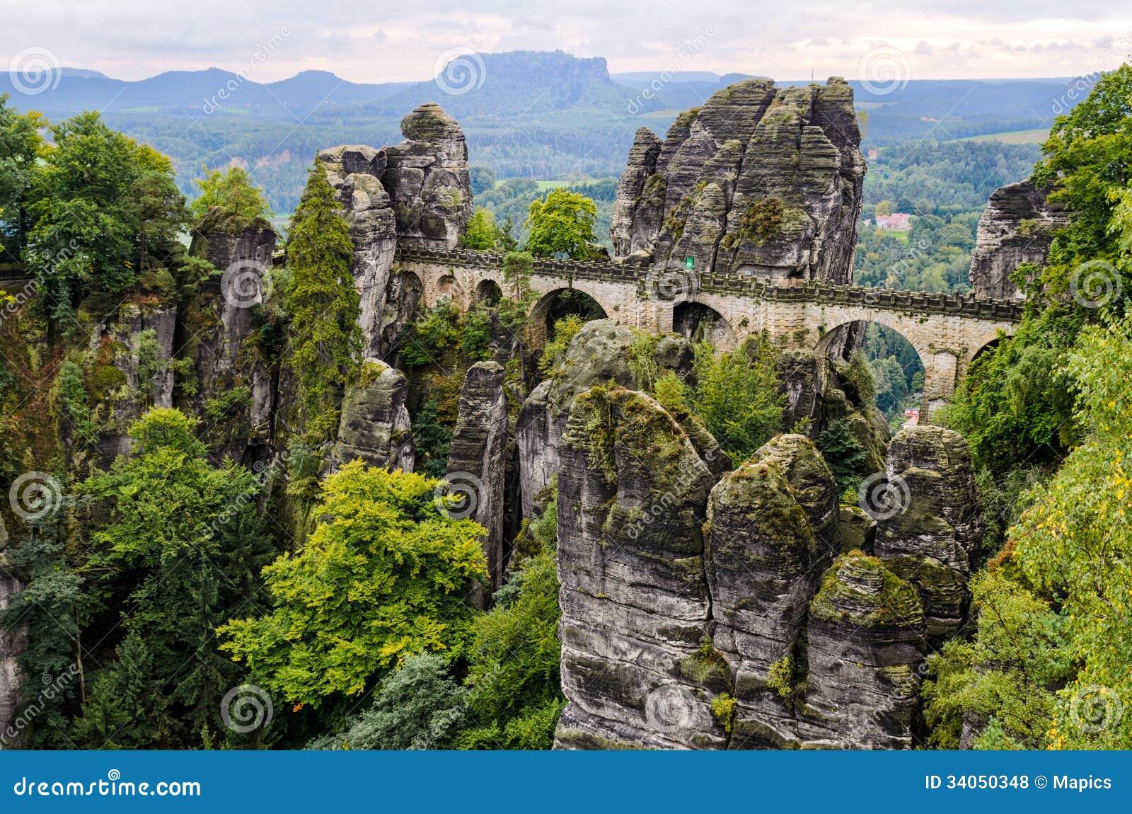 Bastei Bridge in Saxon Switzerland, Germany Stock Photo - Image of ...