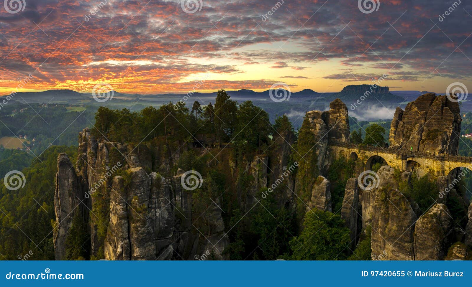 The Bastei Bridge, Saxon Switzerland National Park, Germany Stock Image ...