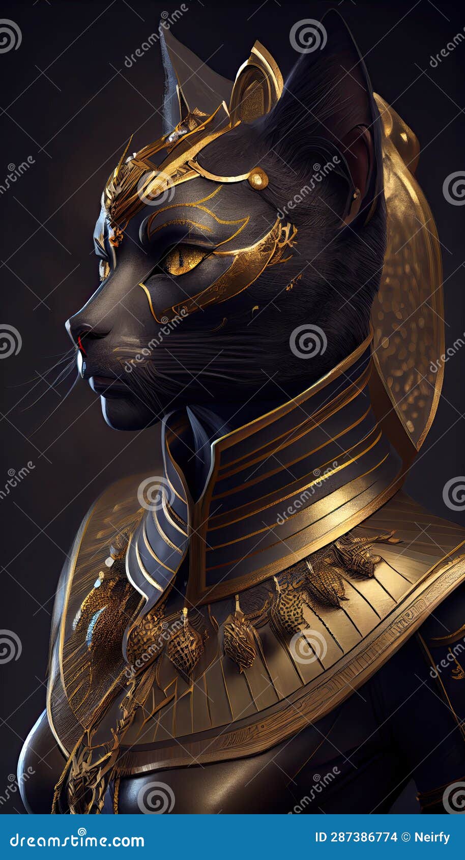Bastet, Egyptian Cat Goddess Stock Photo - Image of spiritual, dark ...