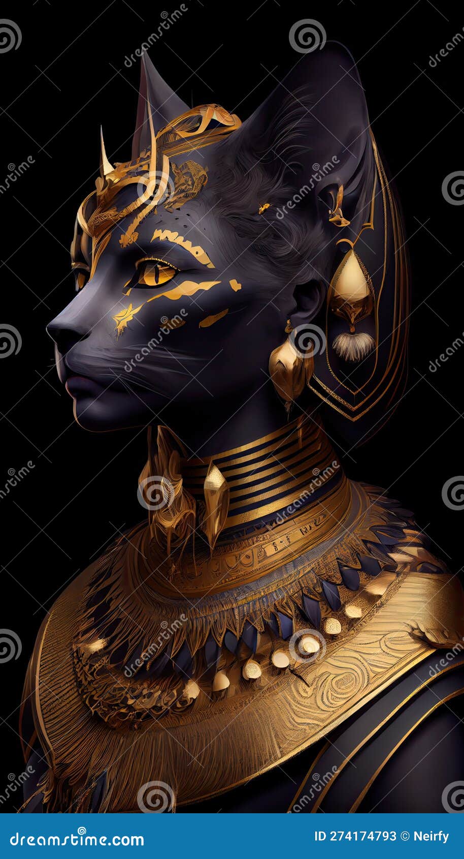 Bastet, Half Woman Half Cat Goddess, Ai Based Stock Image ...