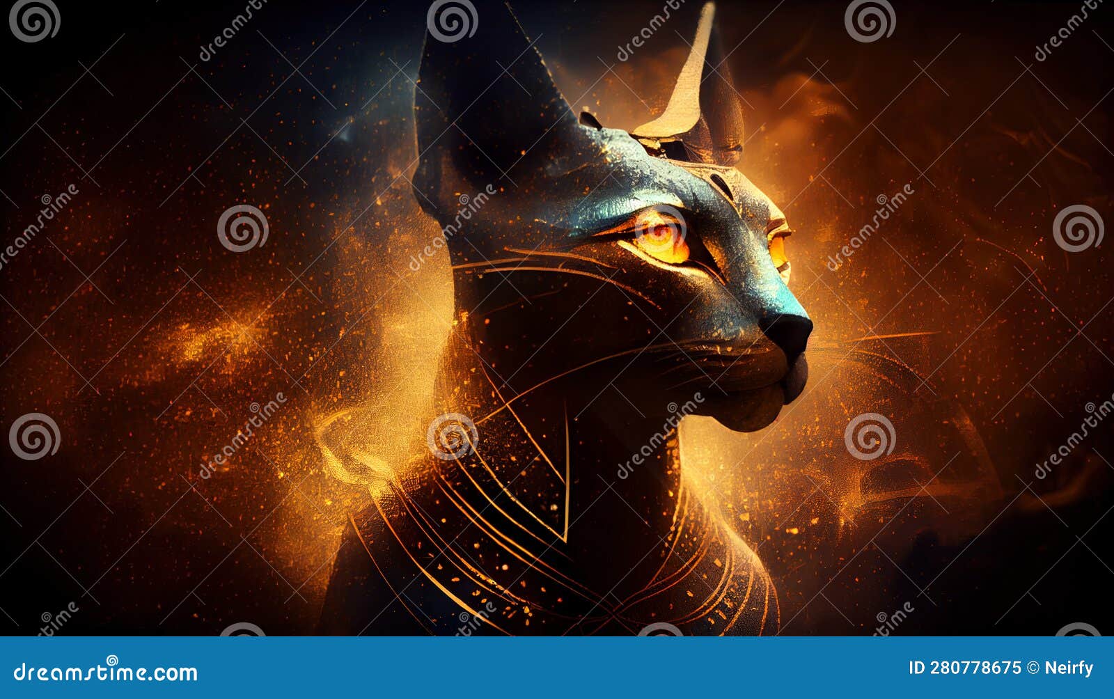 Bastet, Half Woman Half Cat Goddess, Ai Based Stock Illustration ...