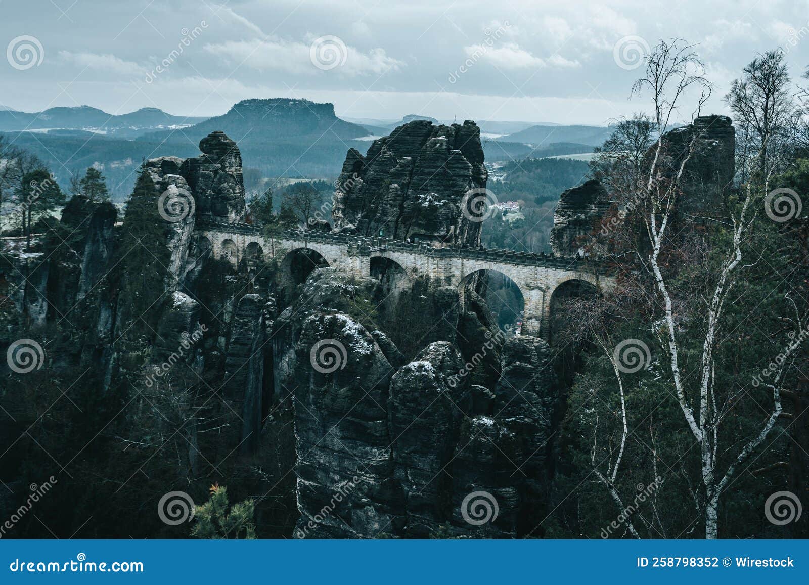 Bastion Bridge with Tall Big Rock Cliff Stock Photo - Image of high ...