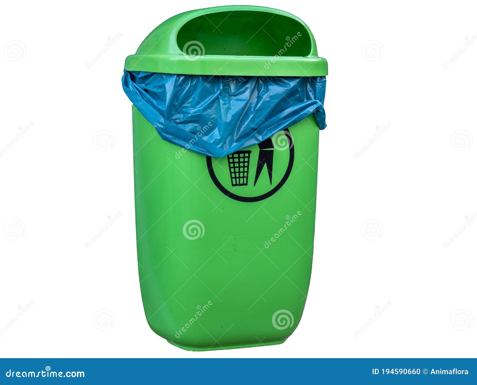 Basurero Verde Aislado En Fondo Blanco Foto de archivo - Imagen de azul ...