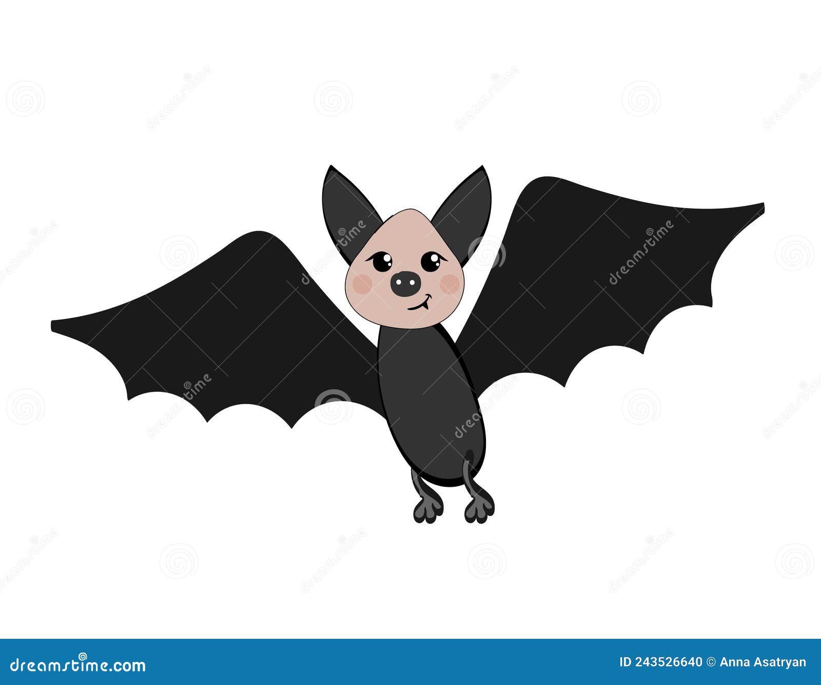 Bat in Cartoon Style on a White Background Stock Vector - Illustration ...