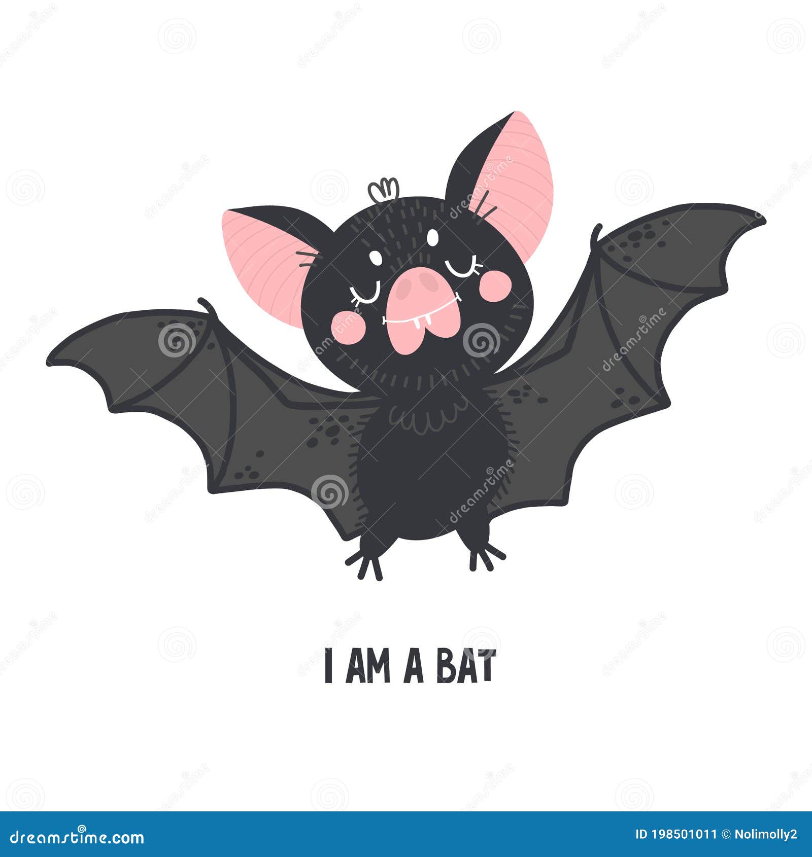 Bat, Cute Character, Vector Drawing for Halloween Stock Vector ...