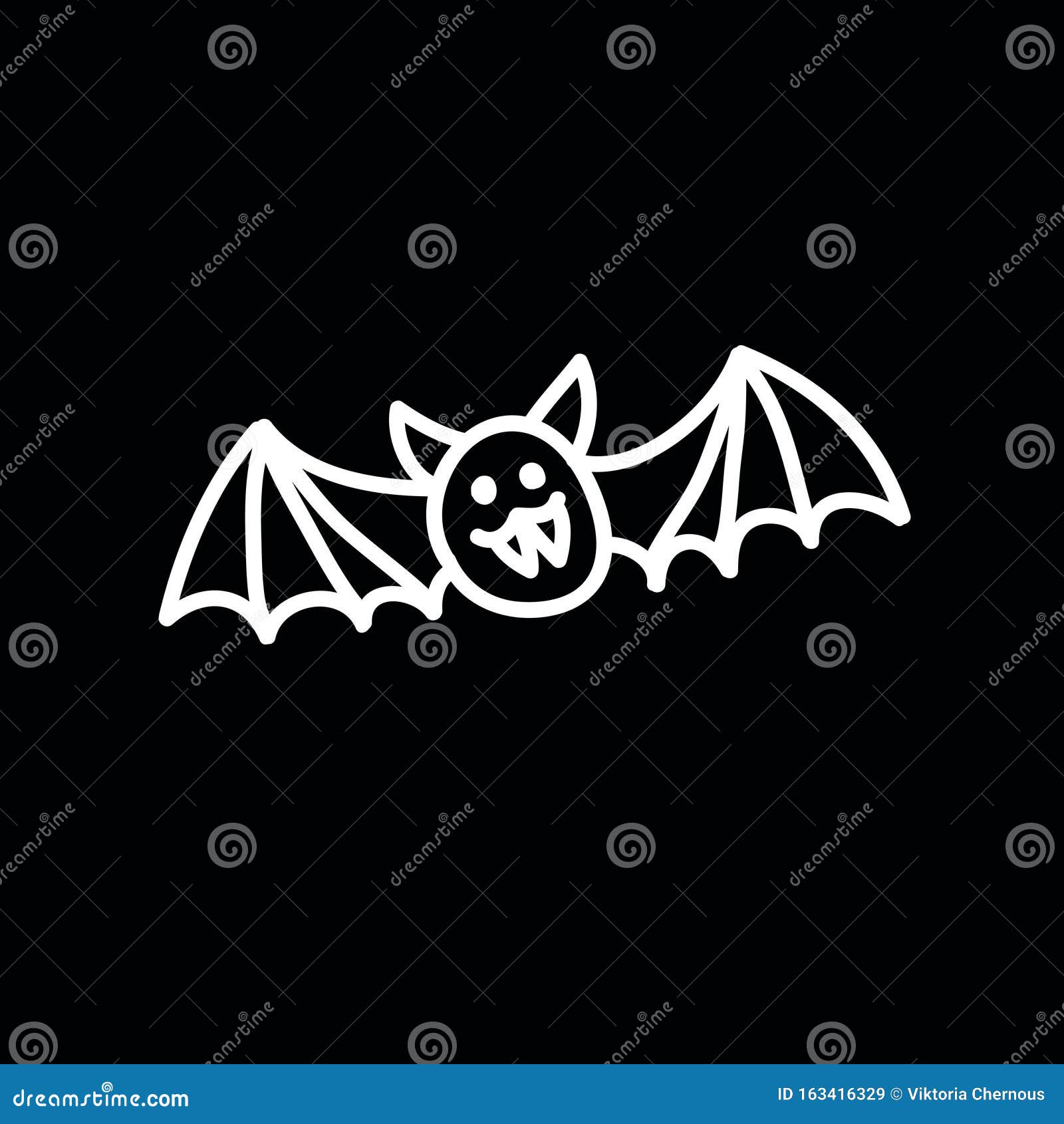 Bat Doodle Icon, Vector Illustration Stock Illustration - Illustration ...