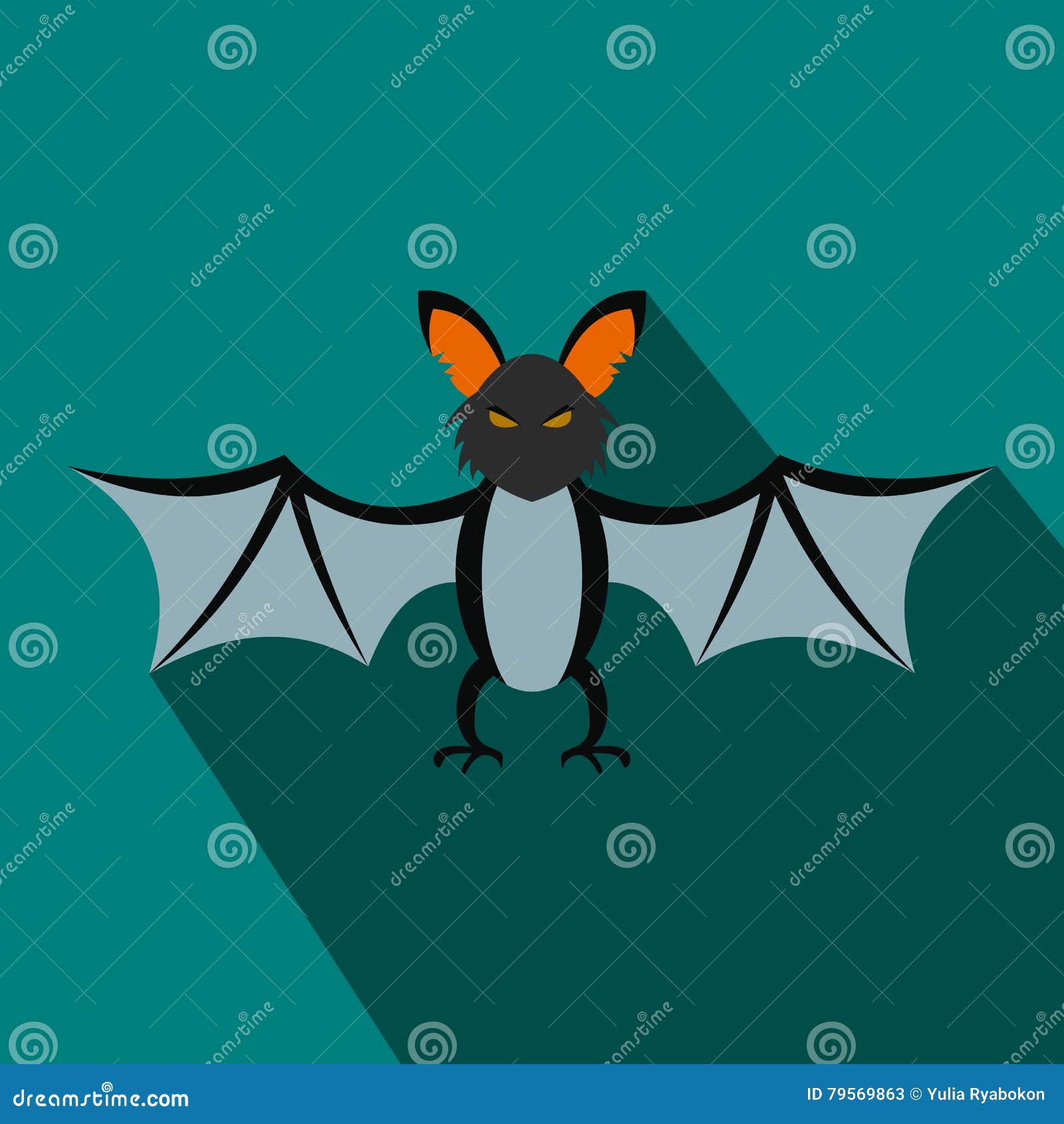 Bat flat icon with shadow stock vector. Illustration of creature - 79569863