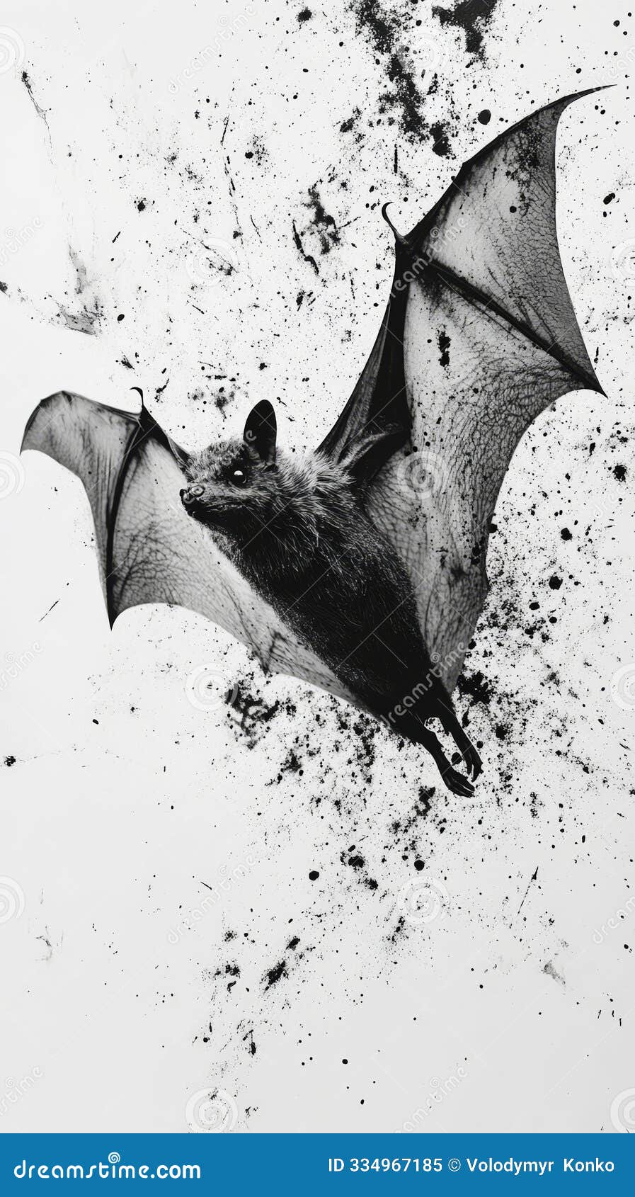 Bat in Flight with Splatter Effect, Abstract Wildlife Art Concept Stock ...
