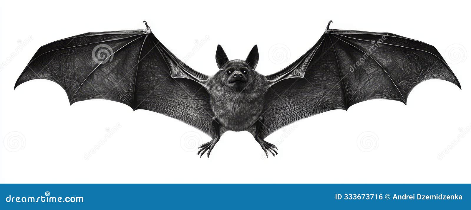 Bat In Flight. Wing Flap. Flying Bat Isolated White Background. Grey ...