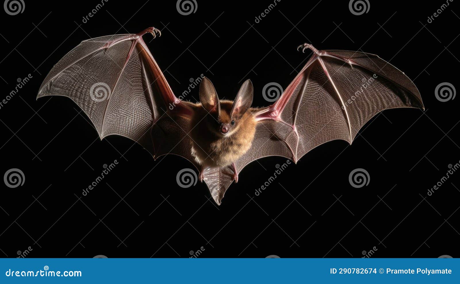 Bat In Flight. Wing Flap. Flying Bat Isolated White Background. Grey ...