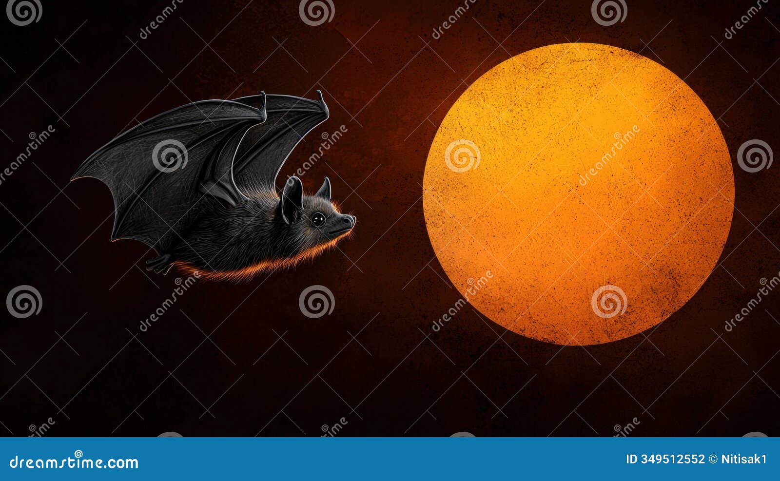 Bat Flying Against a Glowing Orange Sun Dramatic Background High ...