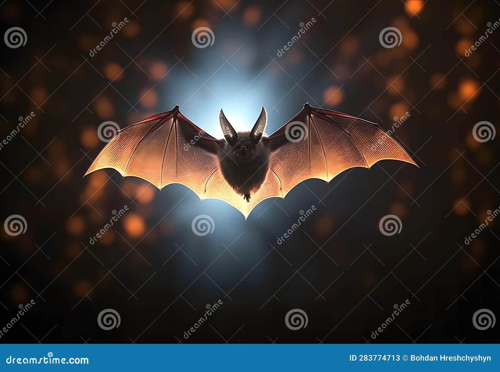 Bat Flying with Colorful Lighting Stock Illustration - Illustration of ...