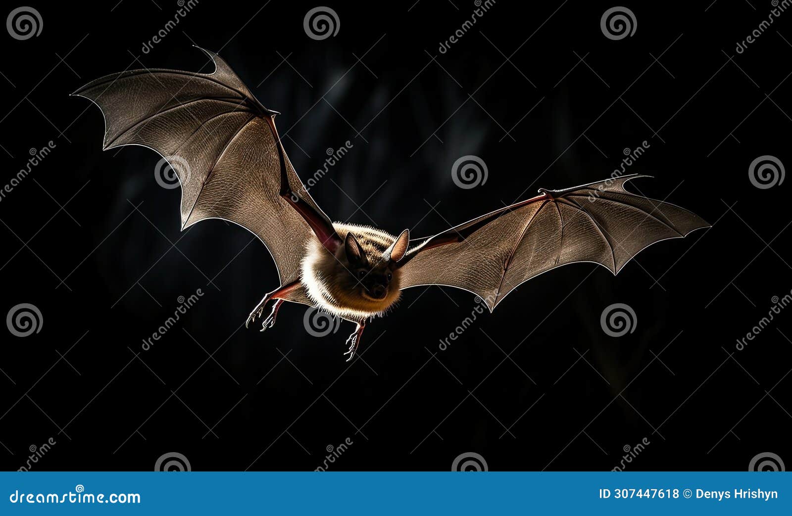 Bat Flying in the Dark with Its Wings Spread Stock Illustration ...