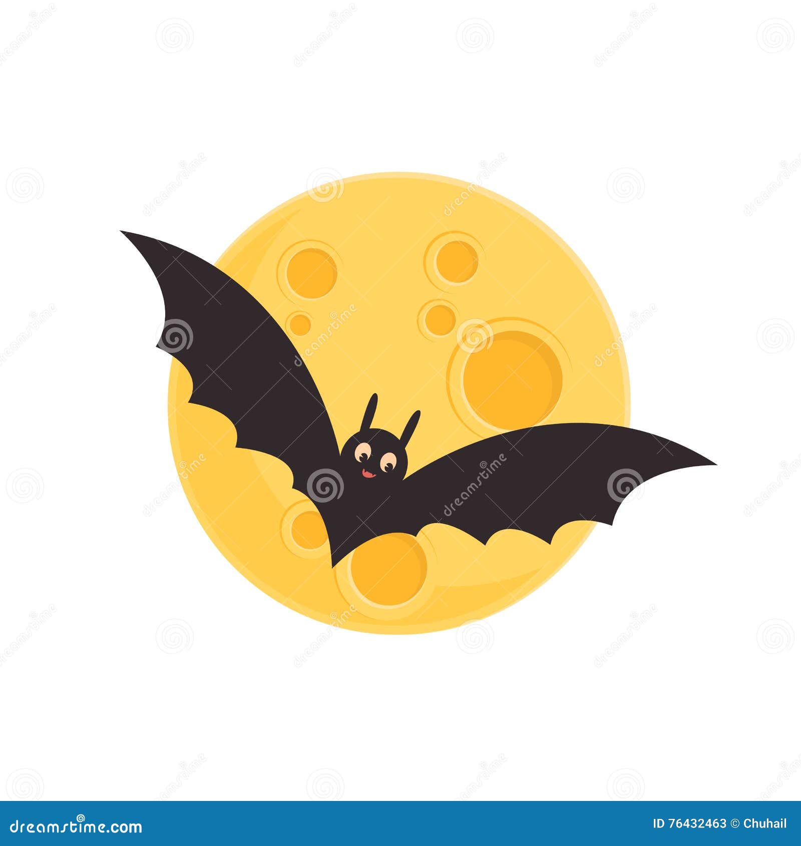 Bat and full moon. stock vector. Illustration of helloween - 76432463