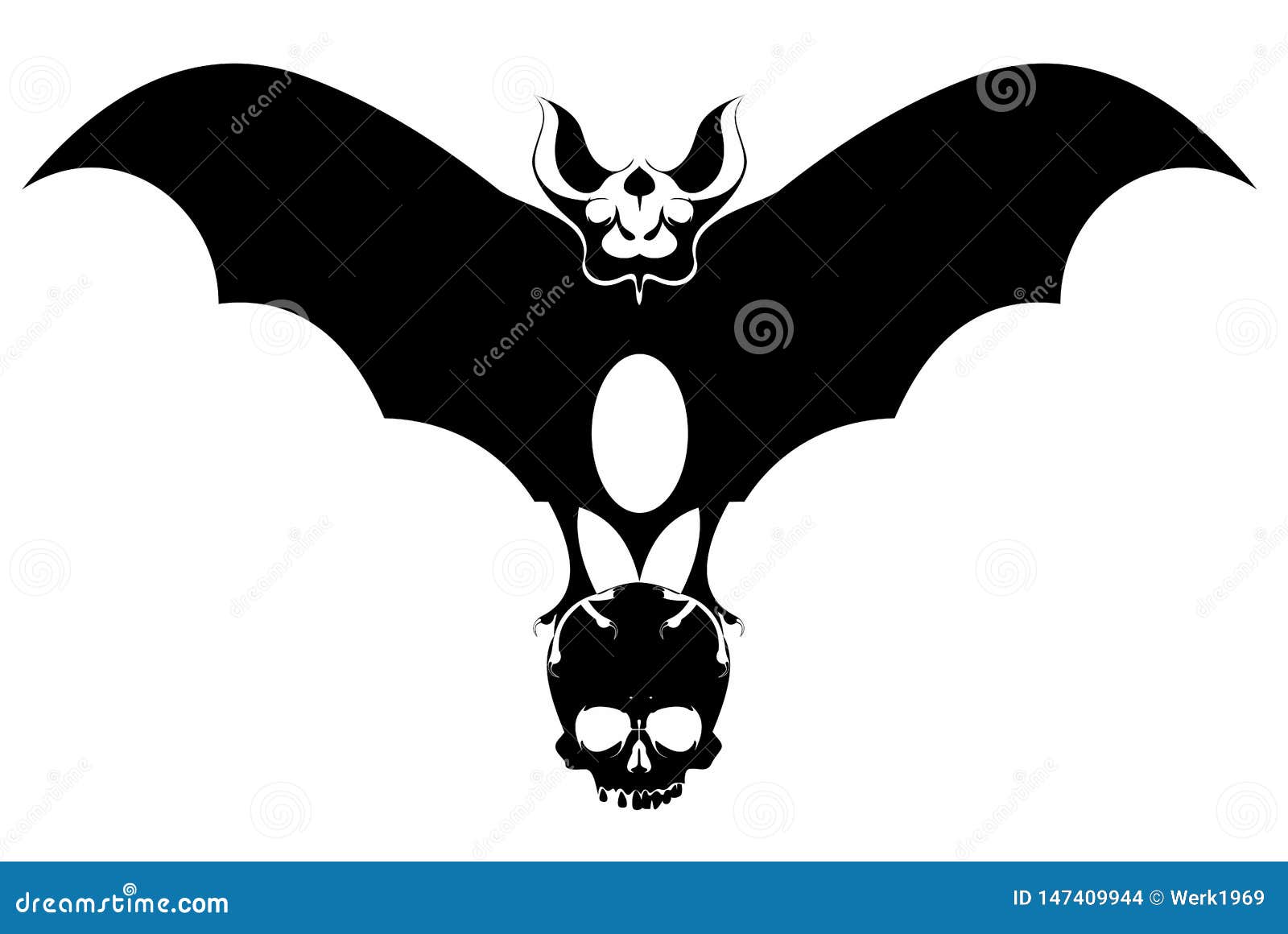 Bat Holds a Scull in the Claws Isolated Illustration Stock Vector ...