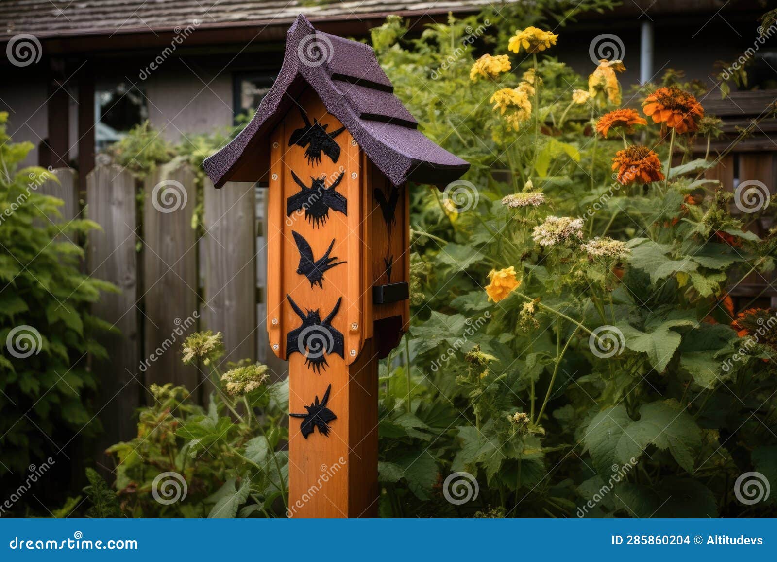 Bat House Attached To a Garden Post Stock Photo - Image of animal ...