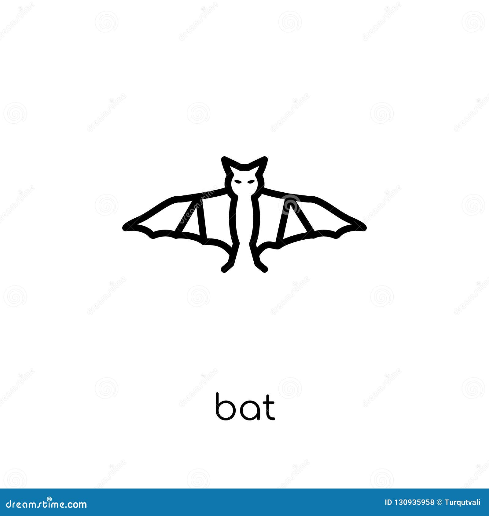 Bat Icon. Trendy Modern Flat Linear Vector Bat Icon On White Background ...