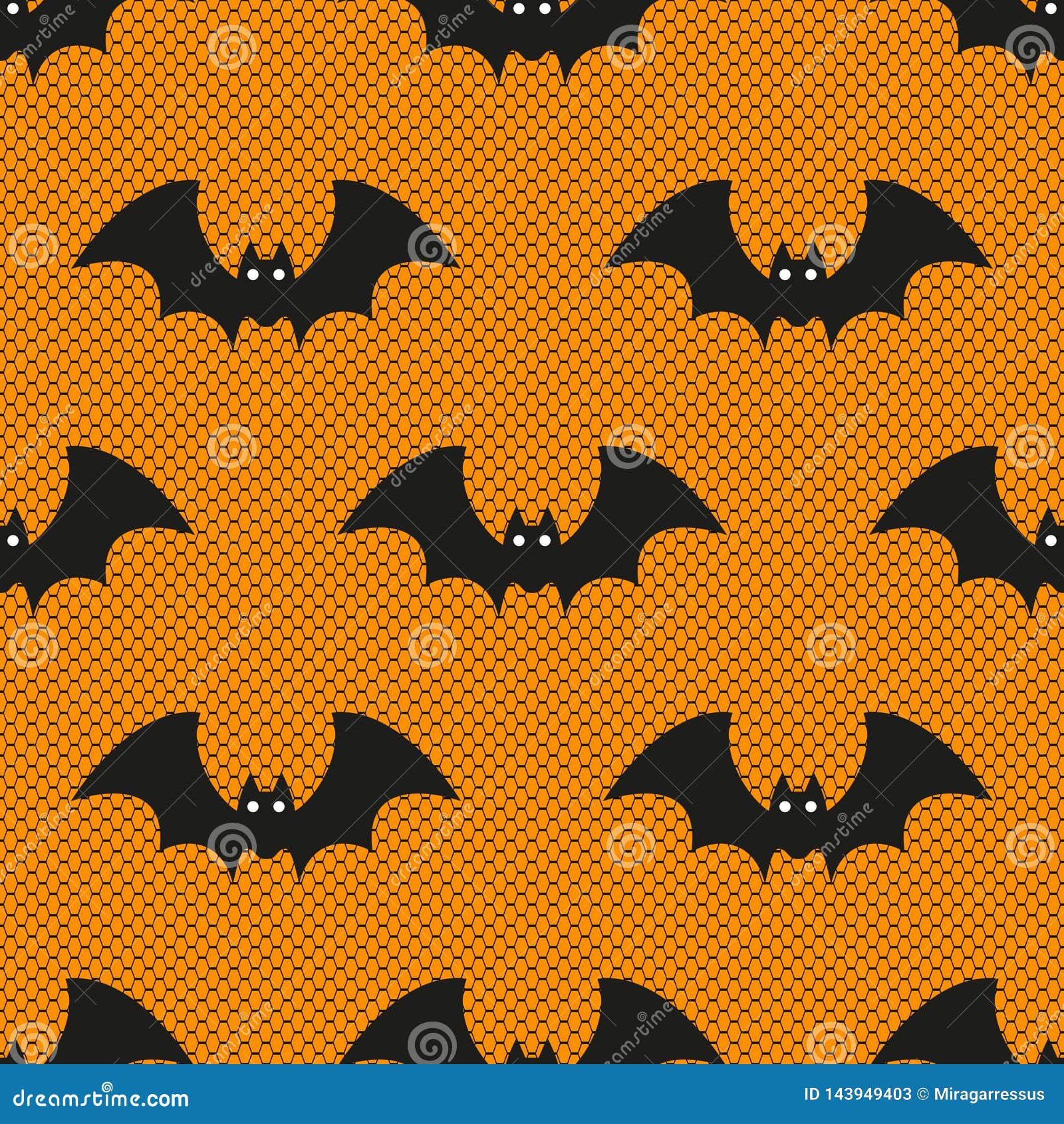 Seamless Vector Pattern with Lace Halloween Bats on Orange Background ...