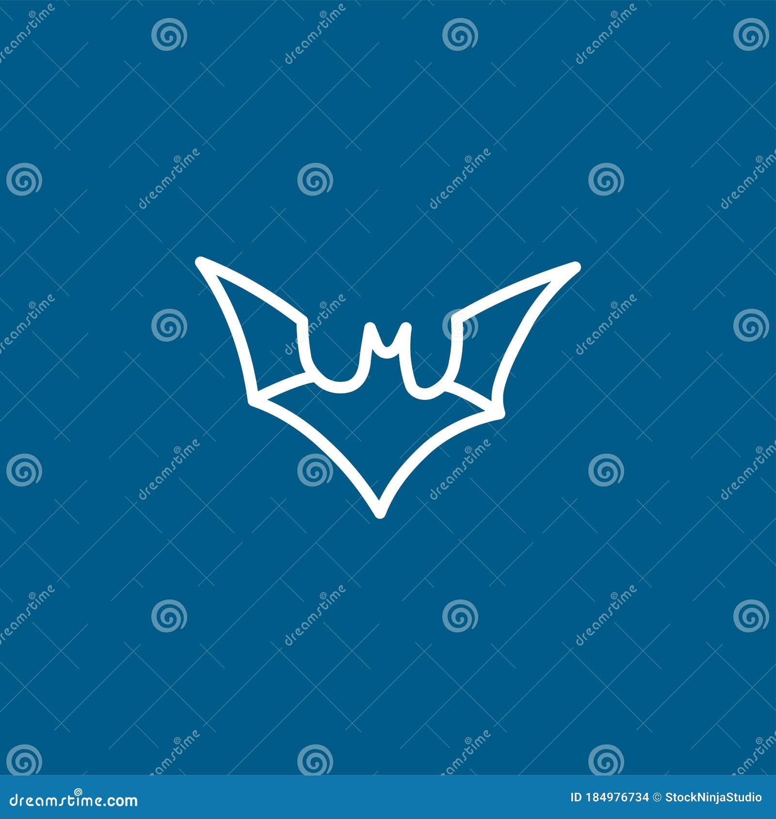 Bat Line Icon on Blue Background. Blue Flat Style Vector Illustration ...