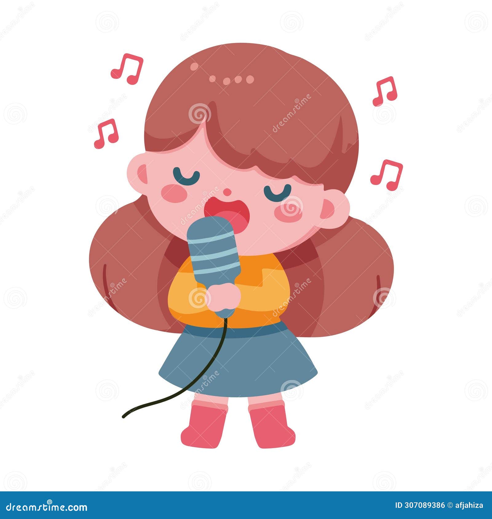 Vector Character of a Little Girl Singing Simple and Minimalist Flat ...