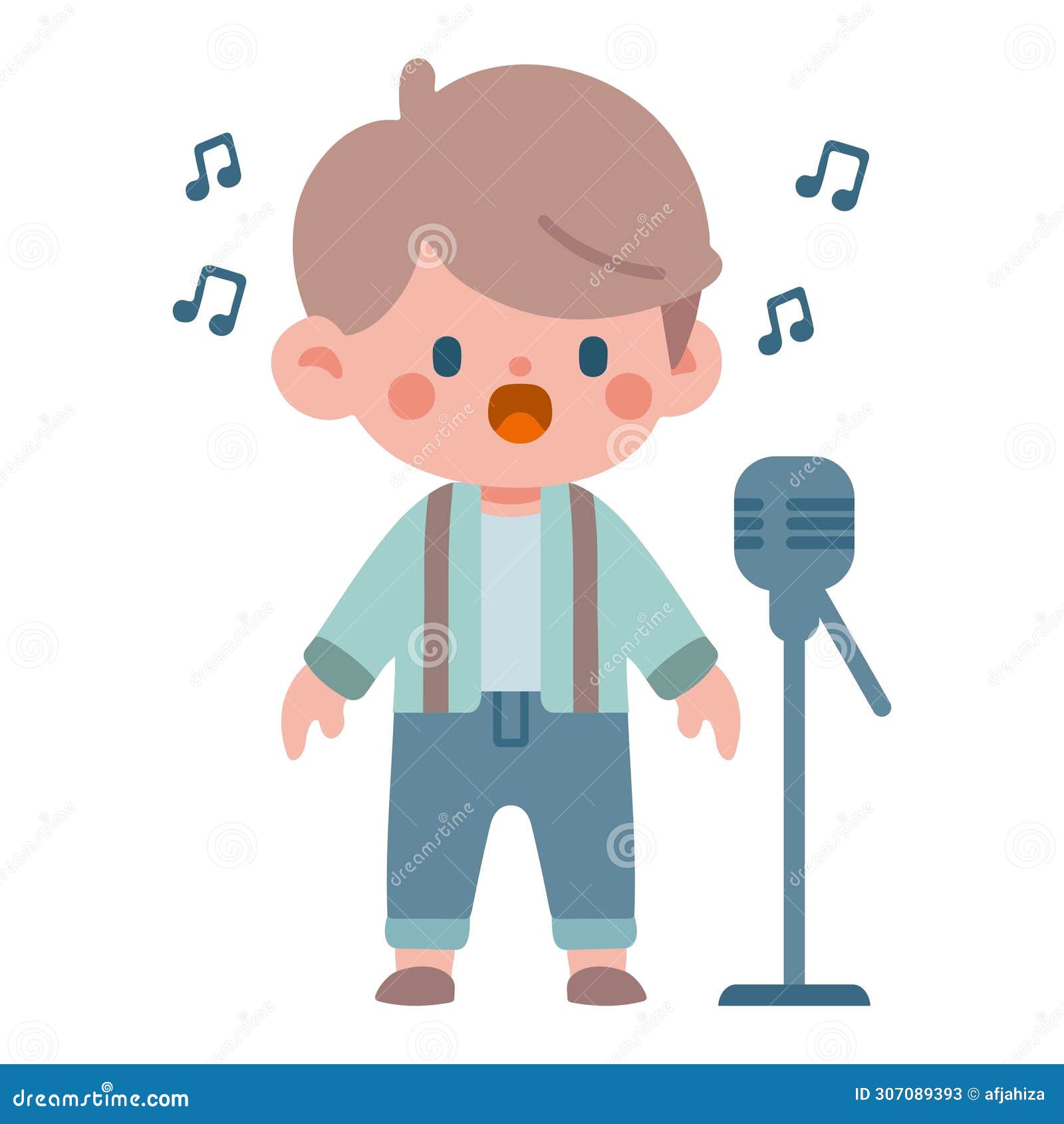 Vector Character of a Little Boy Singing Simple and Minimalist Flat ...