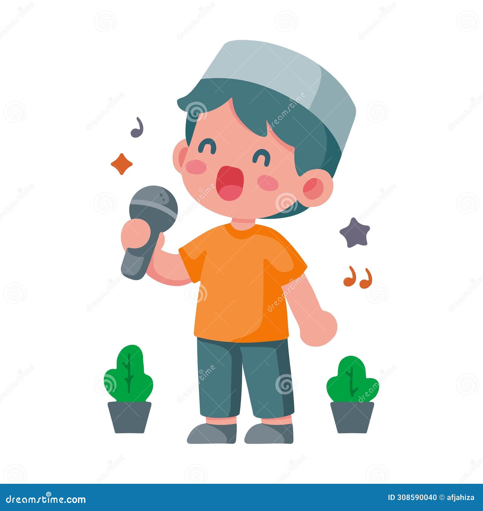 Vector Character of a Little Boy Singing Simple Flat Style 1 Stock ...