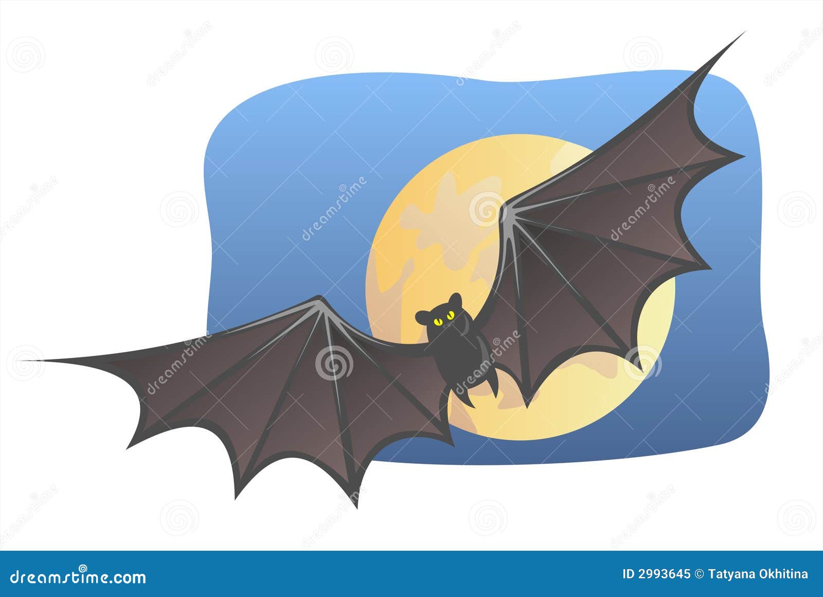 Bat and moon stock vector. Illustration of blue, animal - 2993645