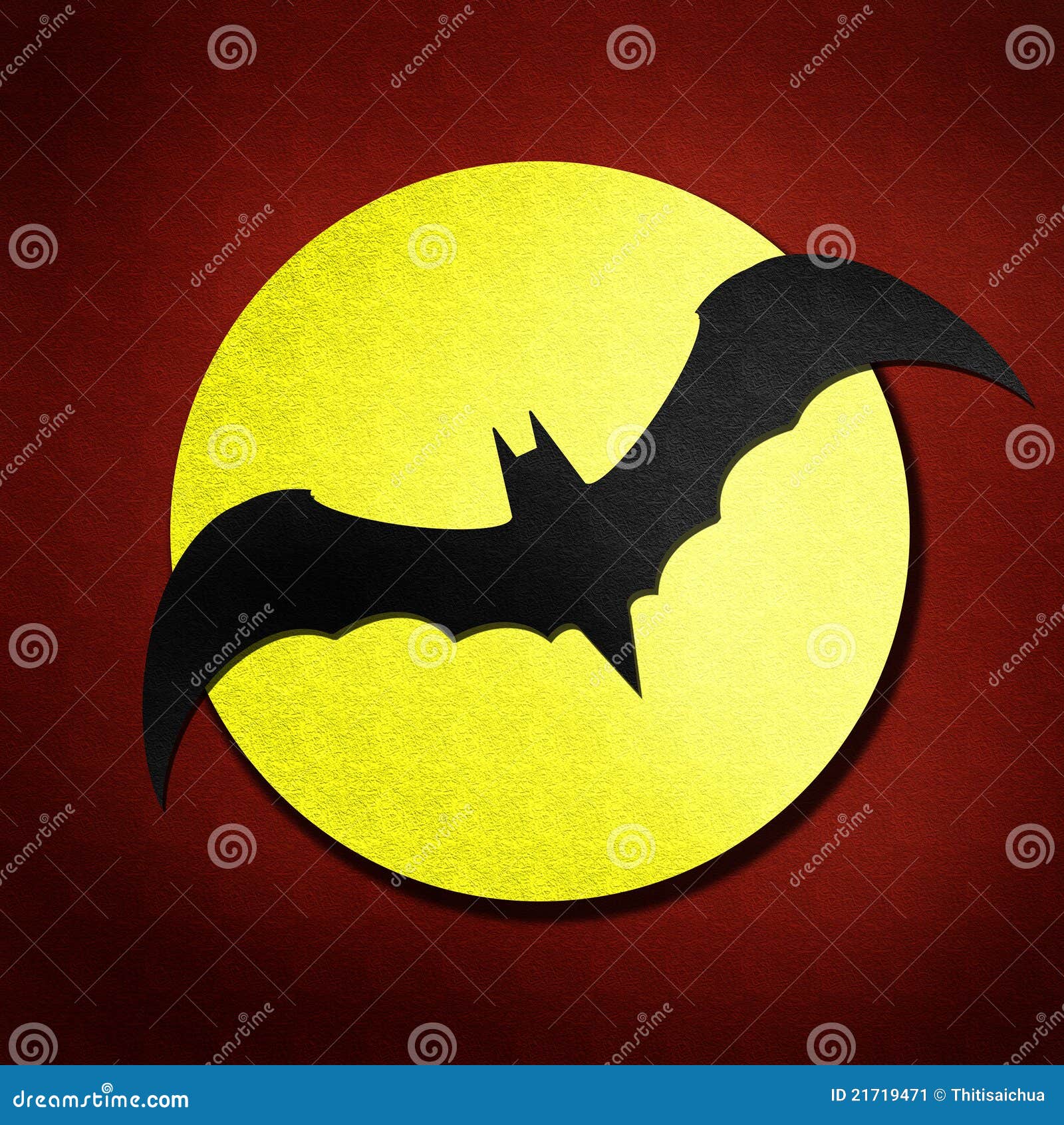 Bat and Moon Watercolor Isolated on Paper Stock Illustration ...