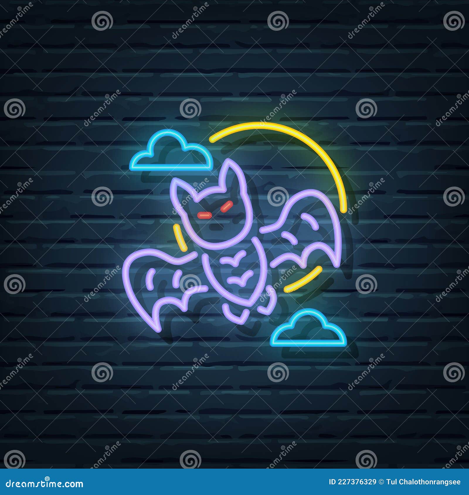 Bat Neon Sign stock vector. Illustration of logo, halloween - 227376329