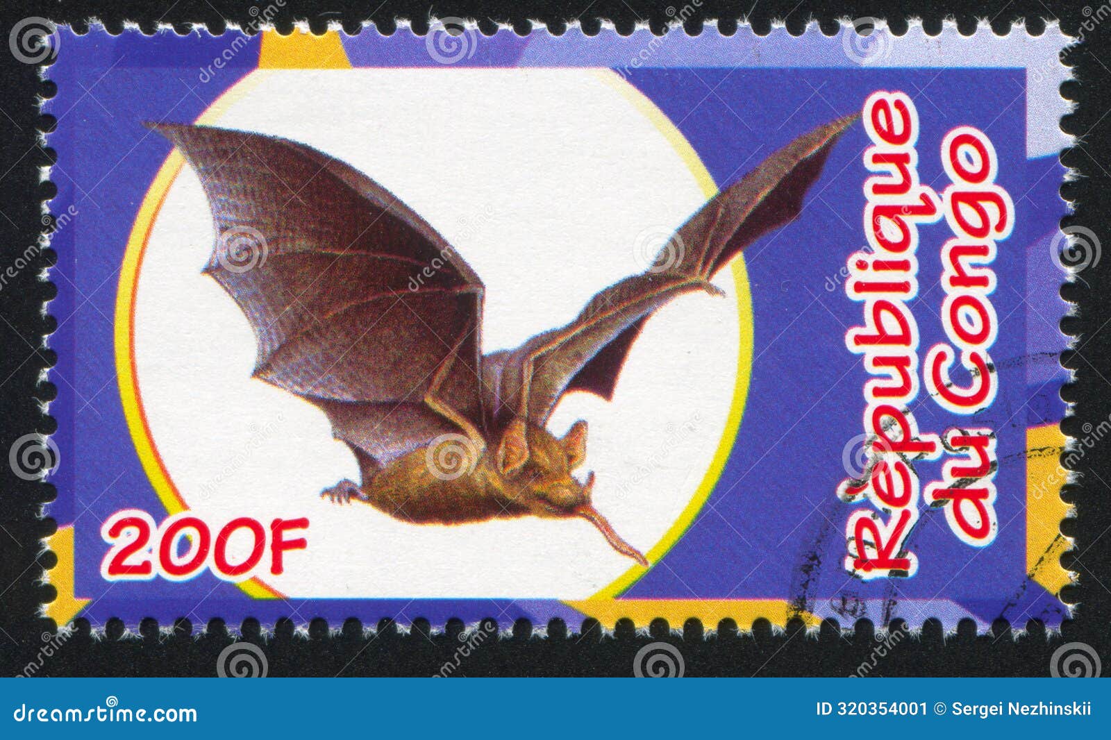 Bat printed by Congo editorial photo. Image of seal - 320354001