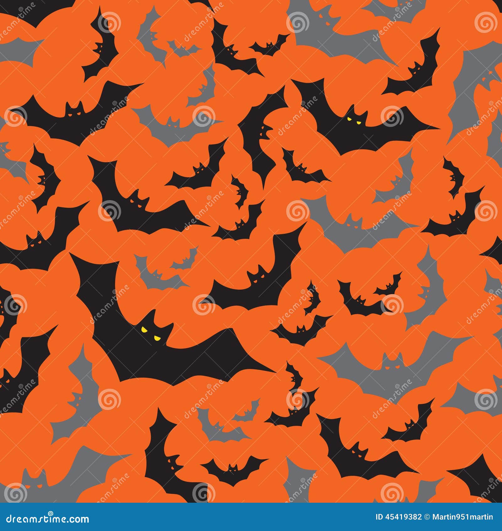 Bat Seamless Dark and Orange Autumn Halloween Pattern Stock Vector ...