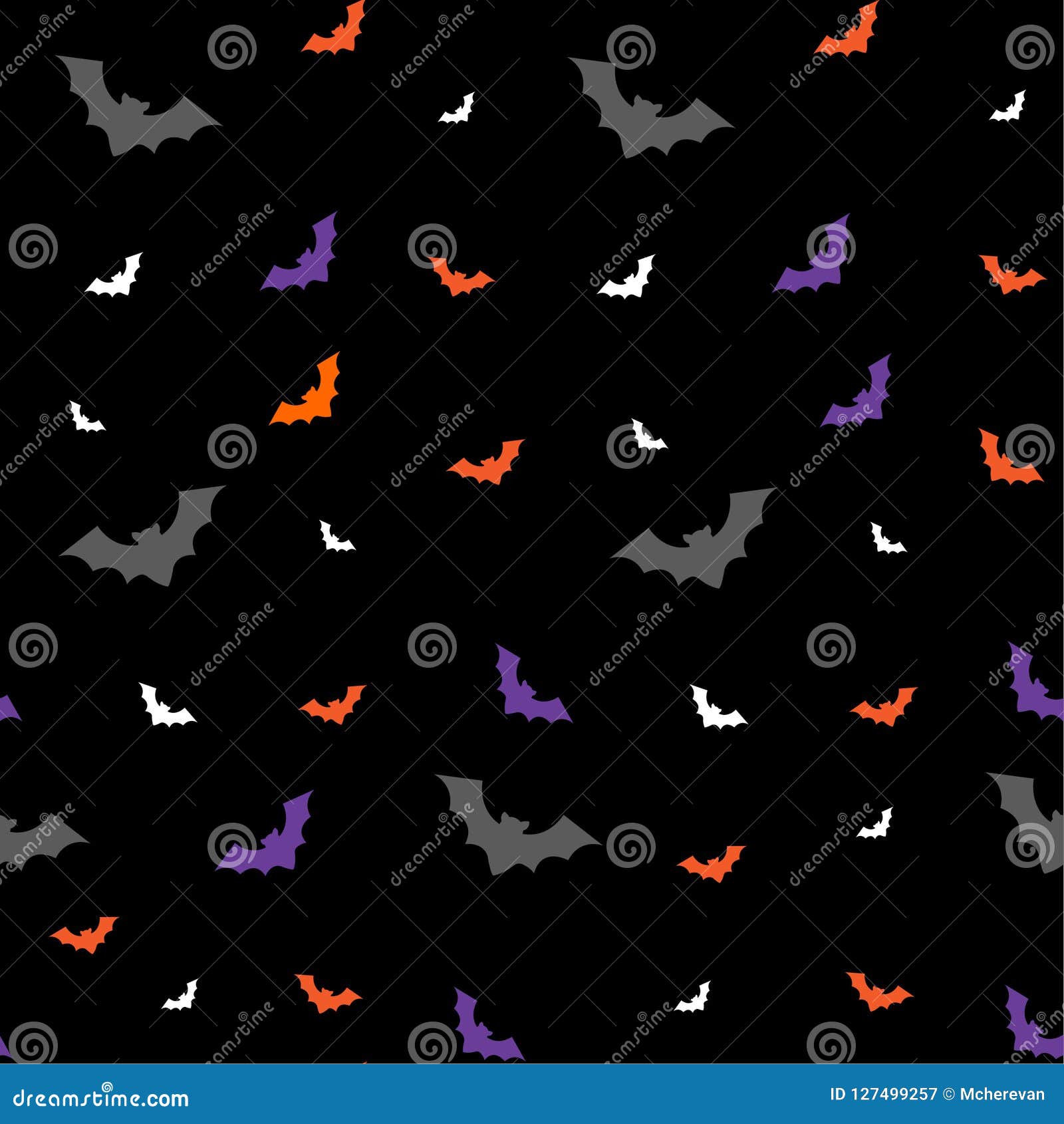 Bat Seamless Pattern on Black Background Stock Illustration ...