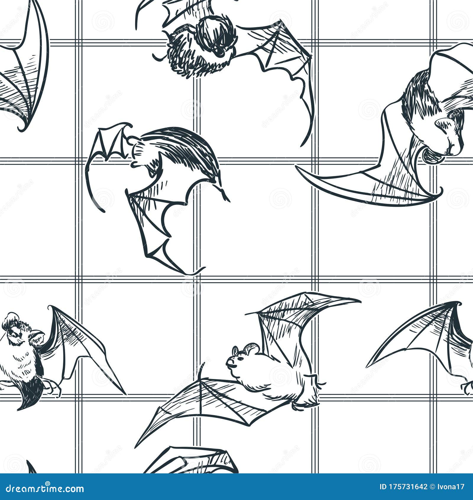 Bat Seamless Pattern Japanese Chinese Oriental Vector Ink Style Design ...