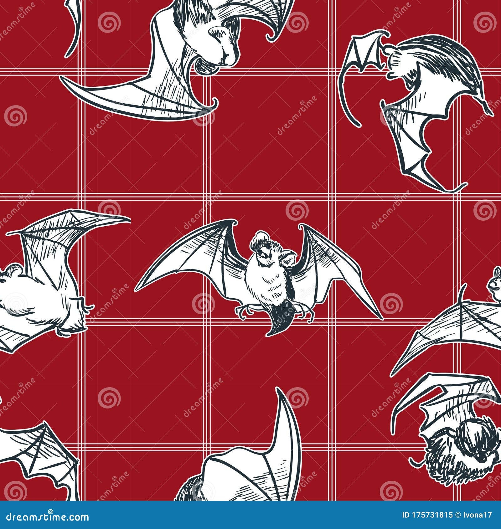 Bat Seamless Pattern Japanese Chinese Oriental Vector Ink Style Design ...