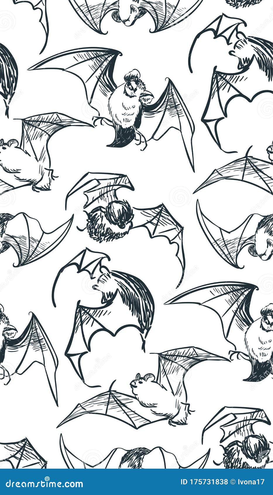 Bat Seamless Pattern Japanese Chinese Oriental Vector Ink Style Design ...