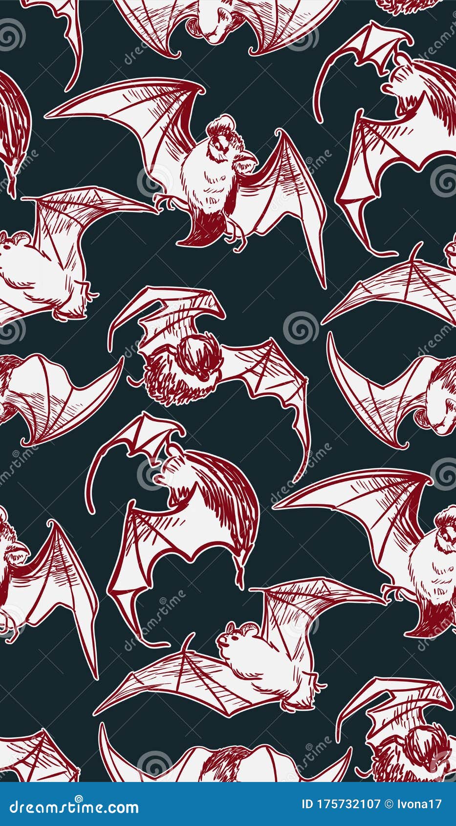 Bat Seamless Pattern Japanese Chinese Oriental Vector Ink Style Design ...