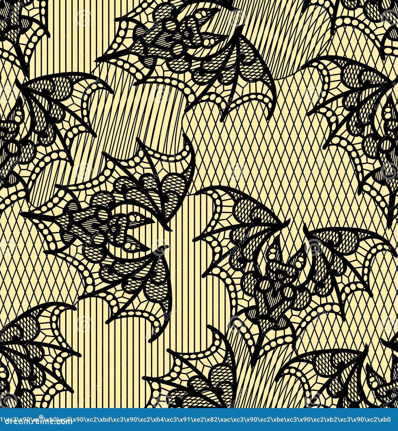 Bat. Seamless Pattern. Black Lace Pattern. Yellow Background. Stock ...