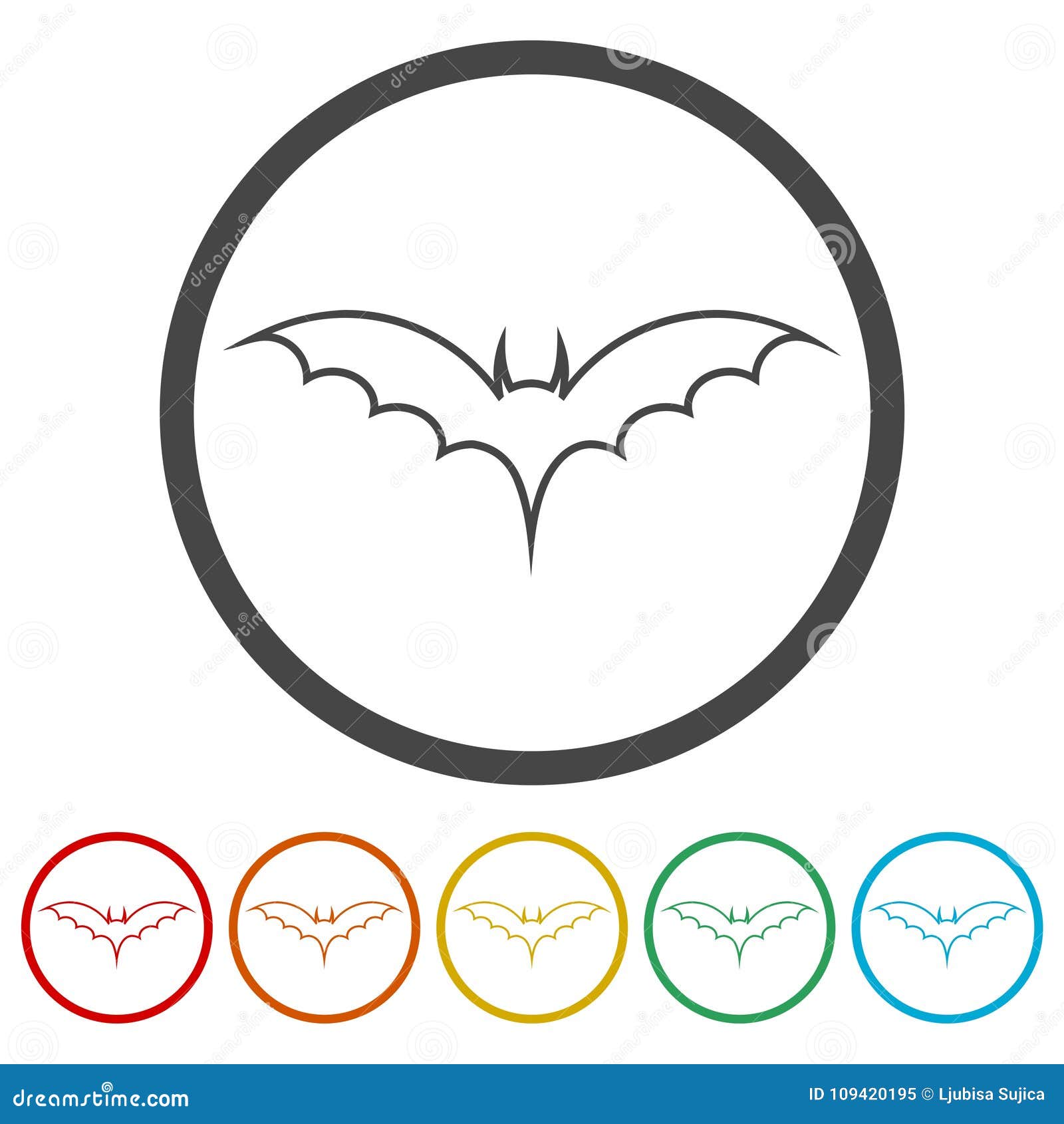 Bat Silhouette, Bats Icons Set, 6 Colors Included Stock Vector ...