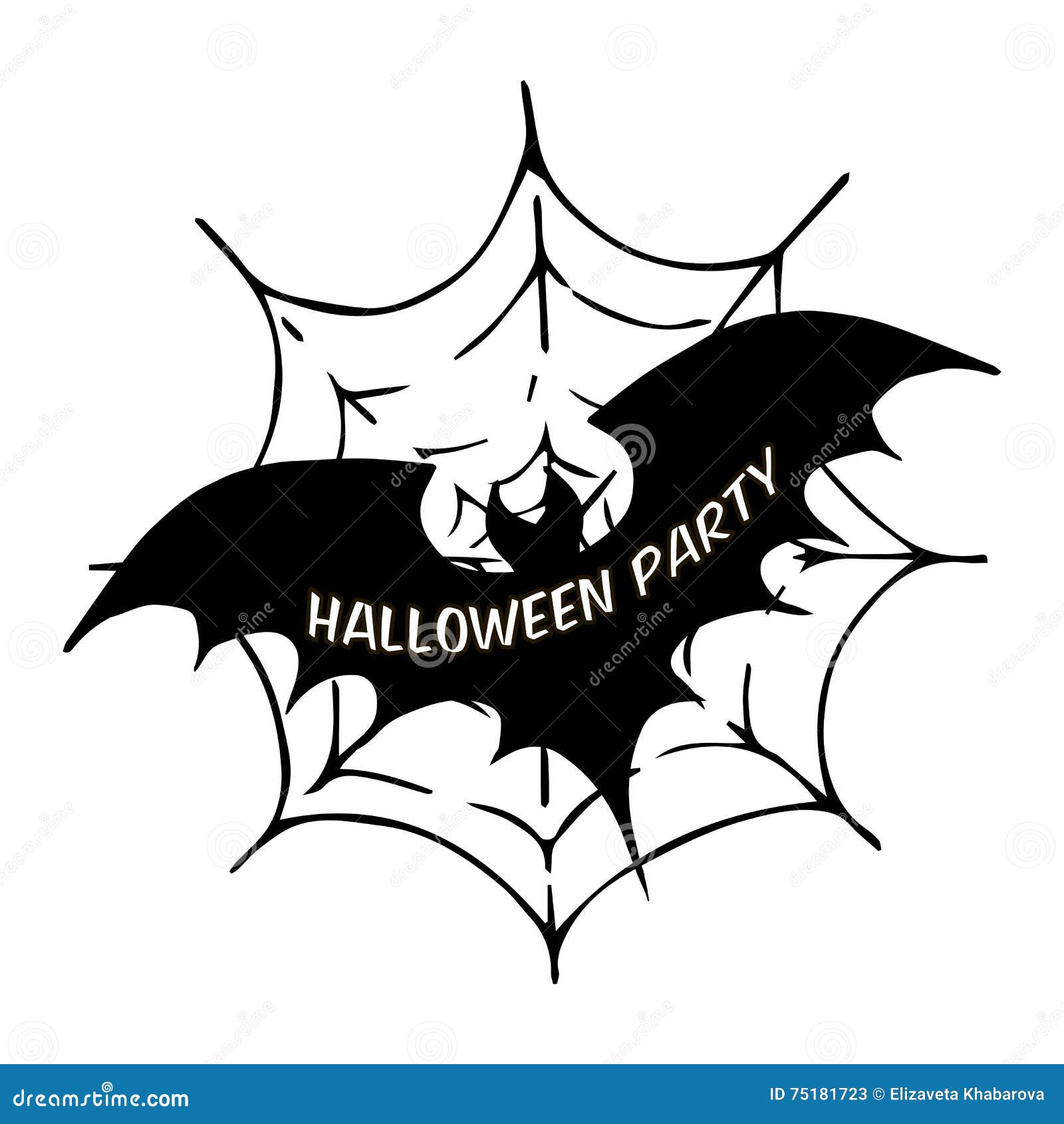 Bat on Spider Web. on White Background. Vector Illustration Stock ...