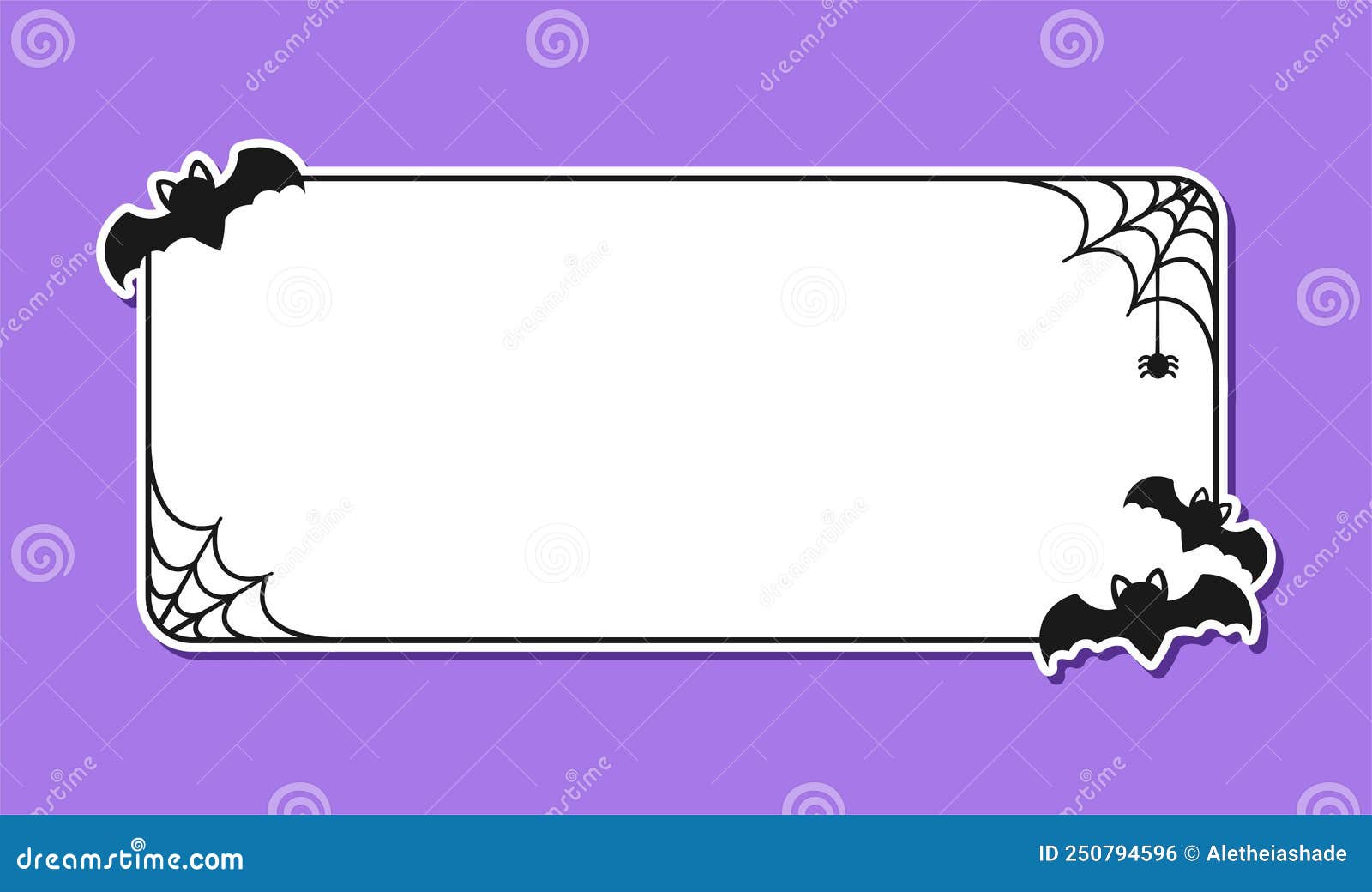 Bat with Spider Webs Rectangle Border Frame Template. Halloween Theme ...