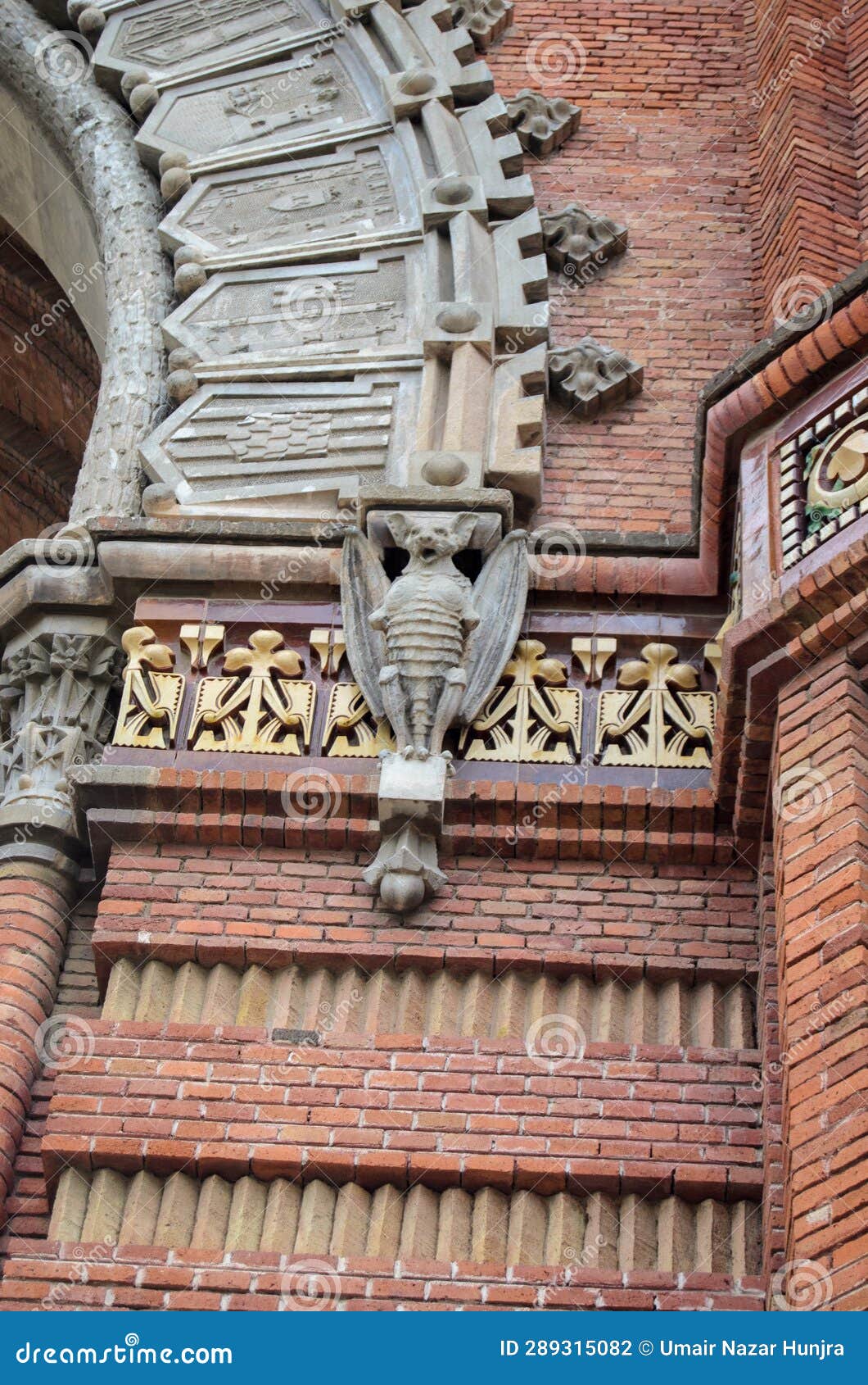 Bat Statue on Arc De Triomf Monument Stock Photo - Image of carving ...