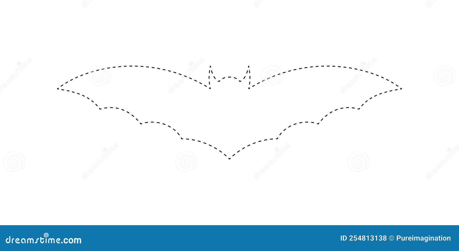 Bat Tracing Worksheet for Kids Stock Vector - Illustration of dashed ...