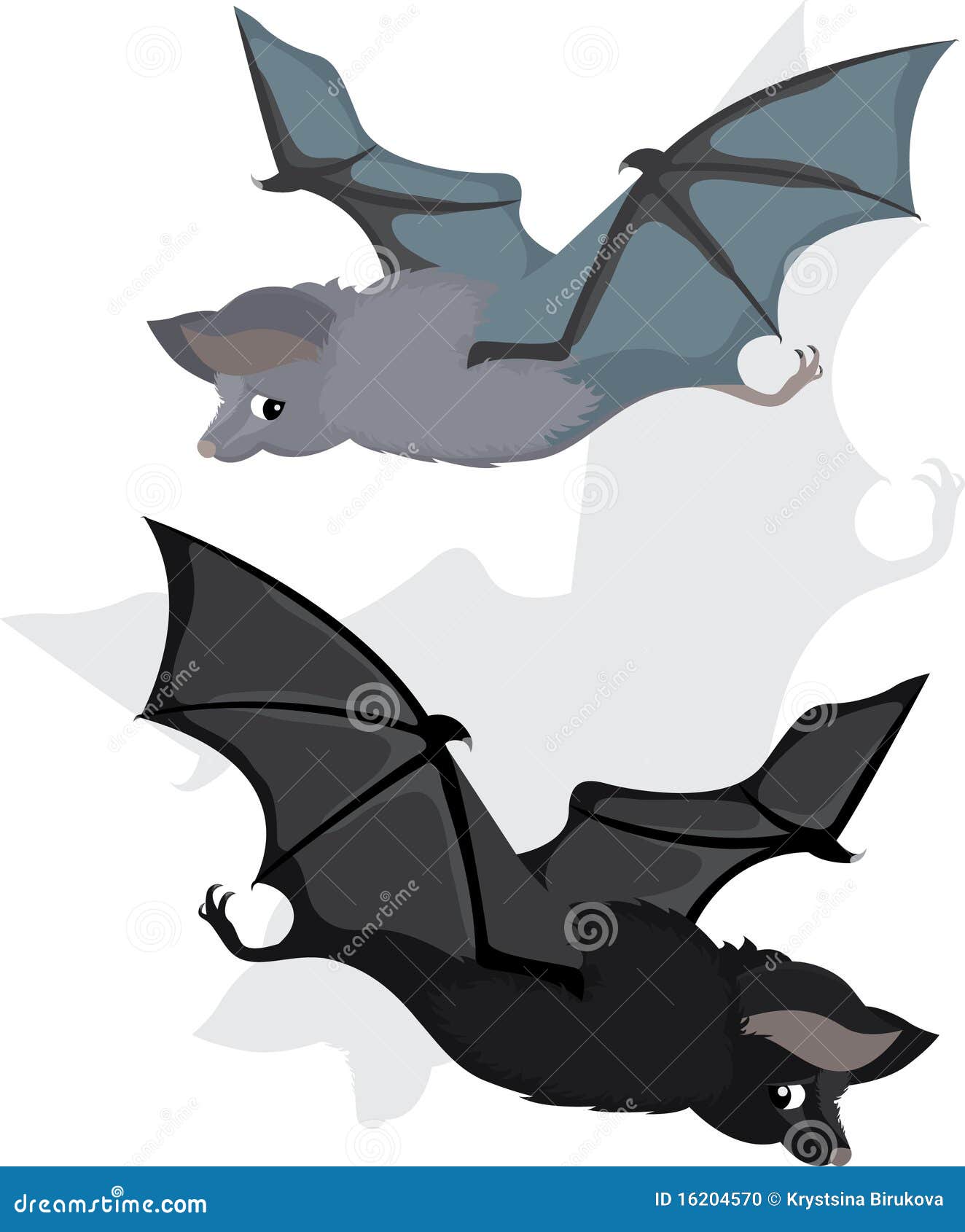 Bat in Two Variants, Cartoon Stock Vector - Illustration of silhouette ...