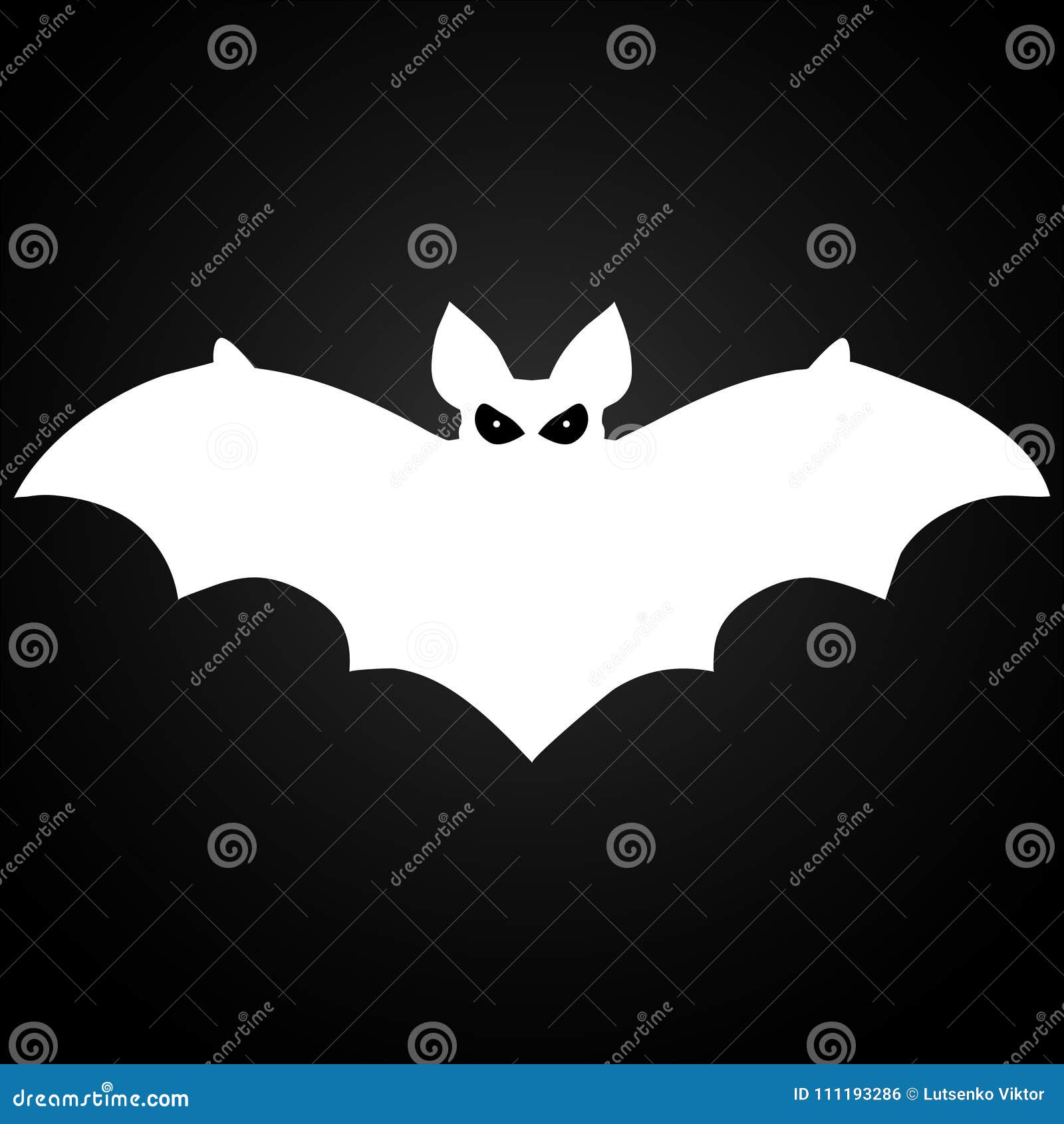 Bat Vampire Halloween. Flat Icon on Black Background Stock Illustration ...