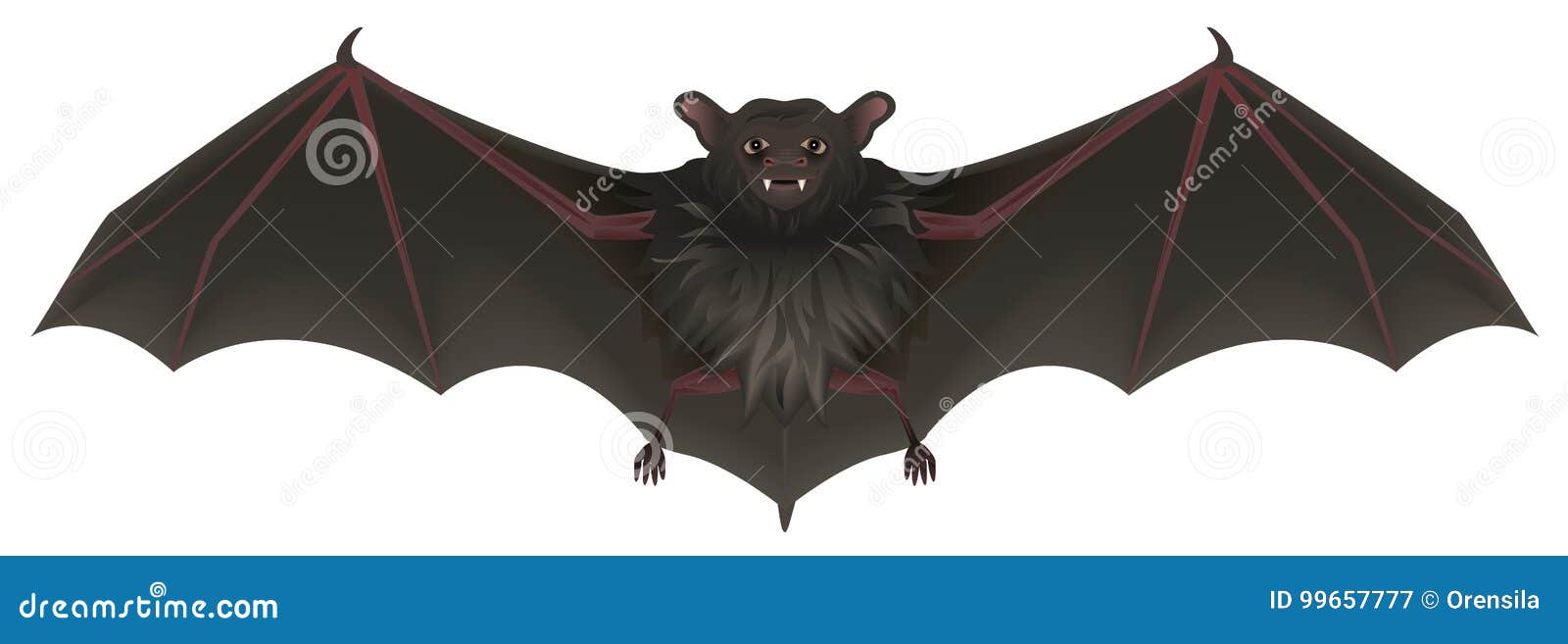 Bat Vampire with Sharp Teeth Spread Its Wings. Halloween Symbol ...