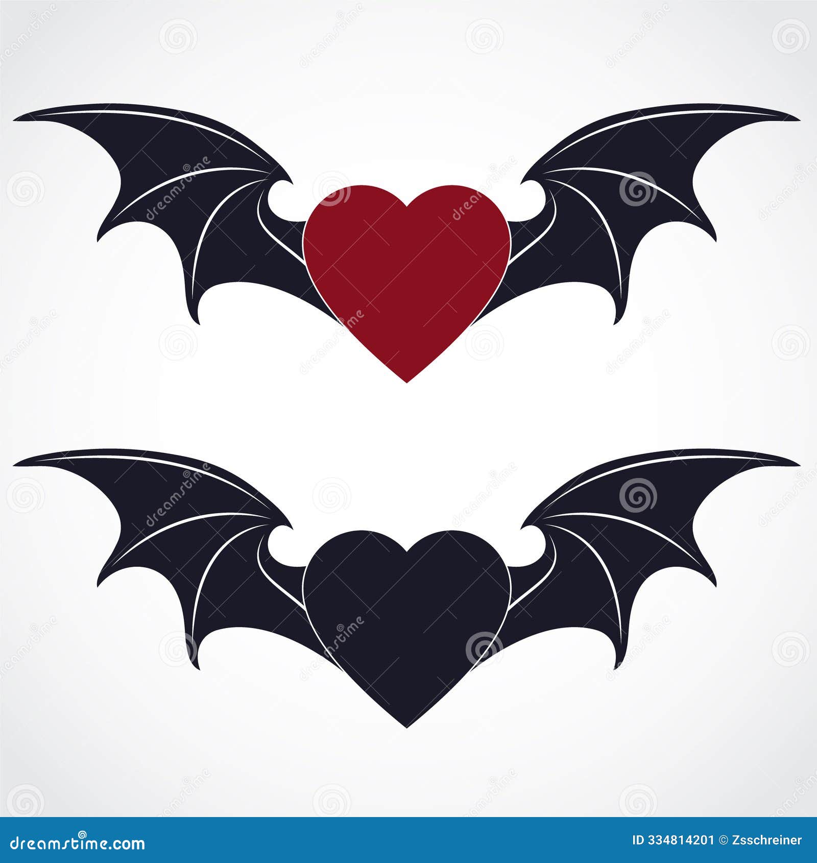 Bat Wing Red and Dark Heart Symbol Stock Illustration - Illustration of ...