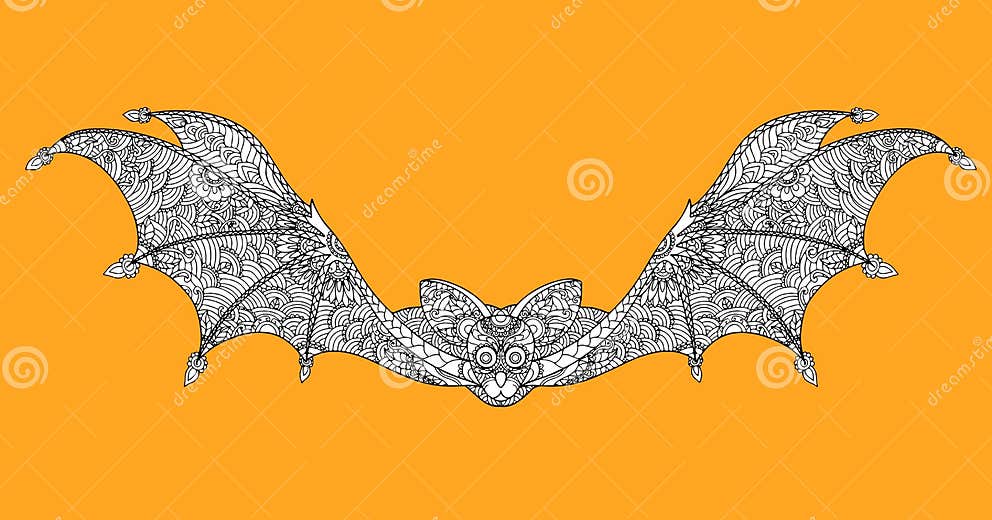 Bat Zentangle Vector in Halloween. Stock Vector - Illustration of ...