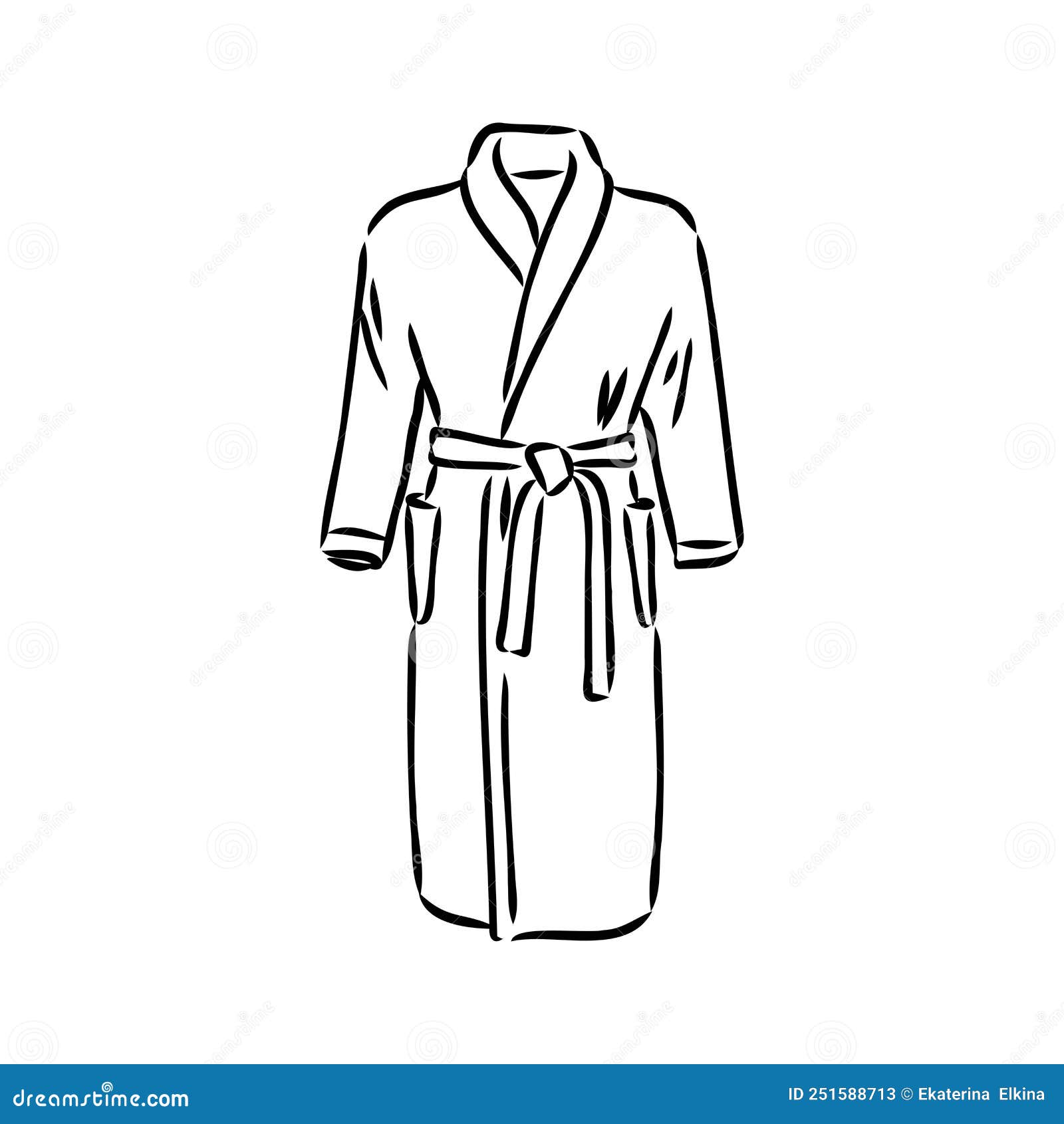 Bata De Bata De Baño Para La Ducha Albornoz Doodle Estilo Boceto Ilustración Vector Dibujado A