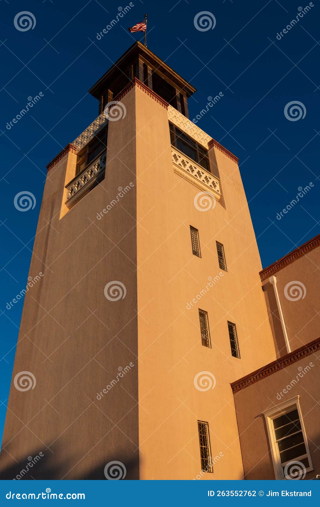 Bataan Memorial Building in Santa Fe, New Mexico Under a Deep Blue Sky ...