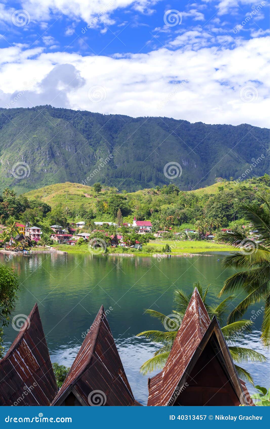 Batak Land. stock image. Image of house, clouds, sumatera - 40313457